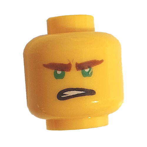 LEGO PART 3626cpr2255 Minifig Head Lloyd, Reddish Brown Eyebrows, Green ...