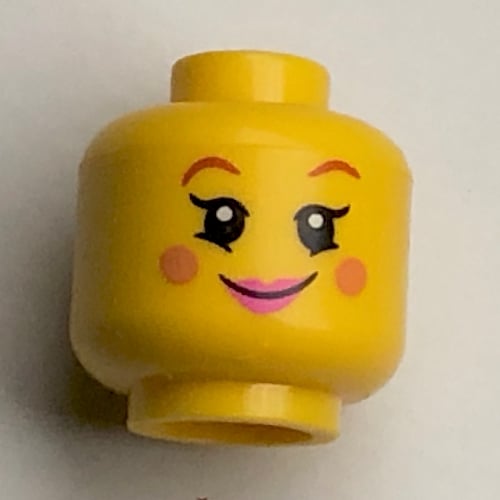 LEGO PART 3626cpr9790 Minifig Head, Reddish Brown Eyebrows, Nougat ...