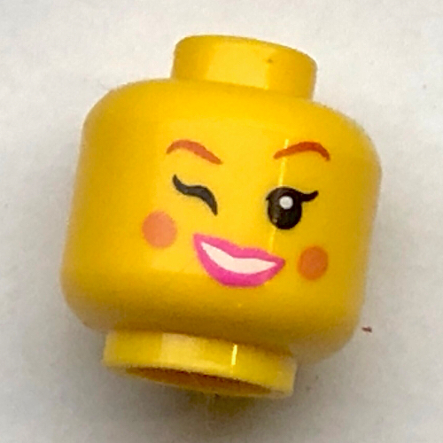 LEGO PART 3626cpr9790 Minifig Head, Reddish Brown Eyebrows, Nougat ...