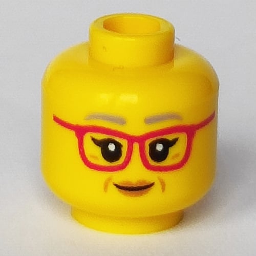 LEGO PART 3626cpr3680 Minifig Head, Light Bluish Gray Eyebrows, Magenta ...