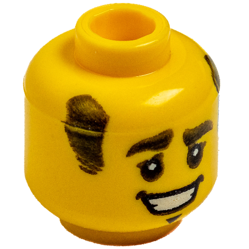 LEGO PART 3626cpr3743 Minifig Head Tippy, Black Sideburns, Large Smile ...