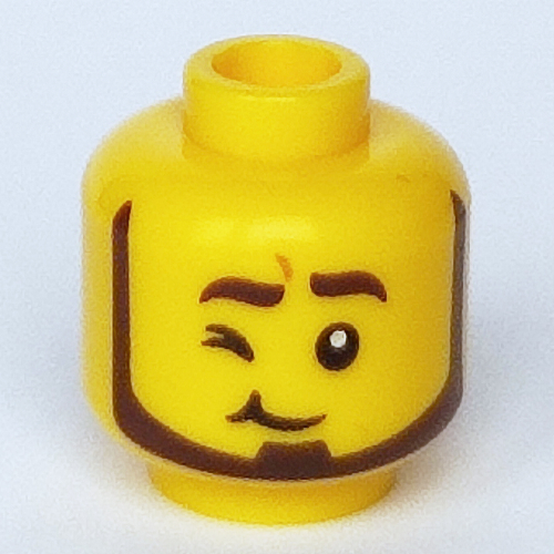 LEGO PART 3626cpr3896 Minifig Head, Dark Brown Beard, Smile/Wink print ...
