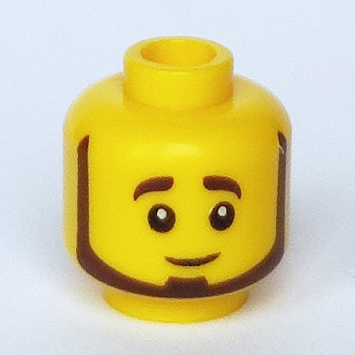 LEGO PART 3626cpr3896 Minifig Head, Dark Brown Beard, Smile/Wink print ...