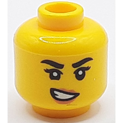 LEGO PART 3626cpr3903 Minifig Head, Medium Nougat Lips, Lobsided Grin ...