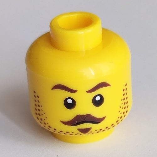 LEGO PART 3626cpr3909 Minifig Head Dark Brown Eyebrows, Moustache, Soul ...
