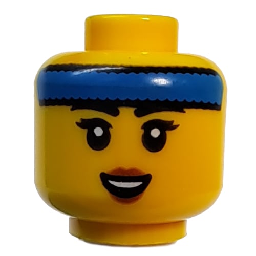 LEGO PART 3626cpr3925 Minifig Head, Blue Sweatband, Dark Pink Lips ...
