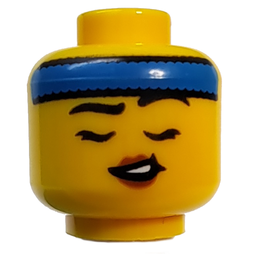 LEGO PART 3626cpr3925 Minifig Head, Blue Sweatband, Dark Pink Lips ...