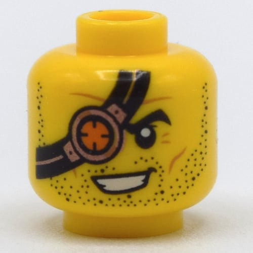 LEGO PART 3626cpr9789 Minifig Head Ronin, Stubble, Black/Copper/Orange ...