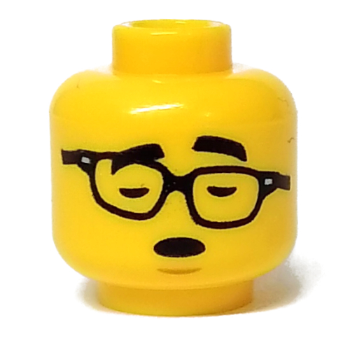 LEGO PART 3626cpr3659 Minifig Head with Black Glasses, Thick Black ...