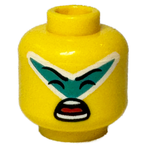 LEGO PART 3626cpr9646 Minifig Head, Dark Turquoise V Shape Face Paint ...