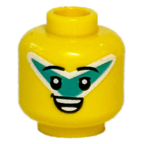LEGO PART 3626cpr9646 Minifig Head, Dark Turquoise V Shape Face Paint ...