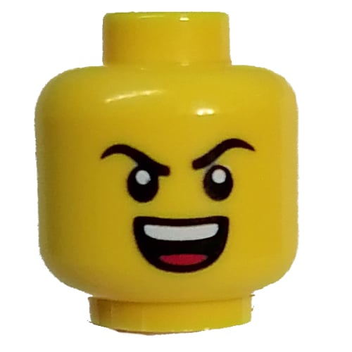 LEGO PART 3626cpr9657 Minifig Head Apprentice, Mean Look, Open Mouth ...