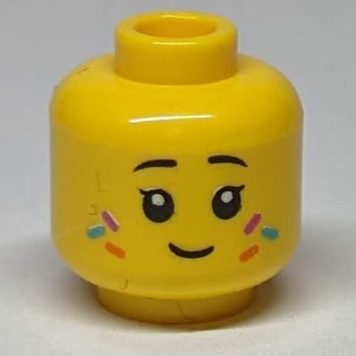 LEGO PART 3626cpr9678 Minifig Head, Sprinkles on Cheeks, Happy, Open ...