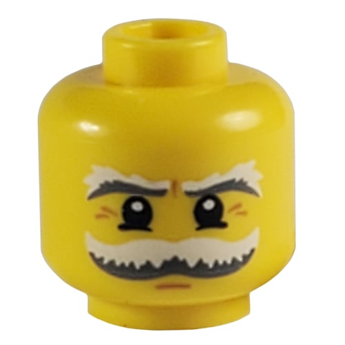 LEGO PART 3626cpr9767 Minifig Head Pilot, Moustache and Eyebrows White ...