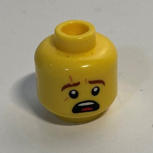 LEGO PART 3626cpr9860 Minifig Head Kai, Reddish Brown Eyebrows with ...