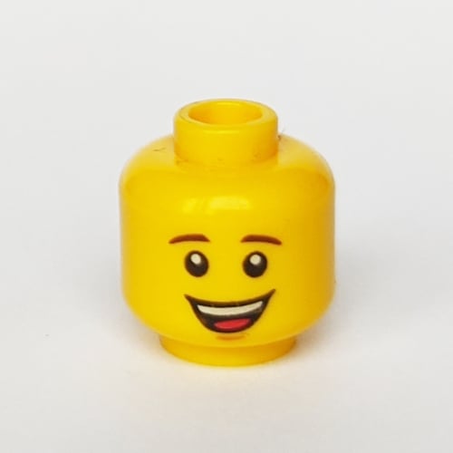 LEGO PART 3626cpr9950 Minifig Head, Brown Eyebrows, Open Mouth Smile ...