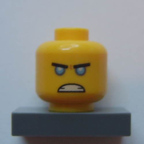 LEGO PART 3626cpr9976 Minifig Head Zane, Straight Eyebrows, Medium Blue ...
