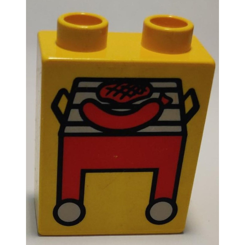 LEGO PART 4066pr0061 Duplo Brick 1 x 2 x 2 with Red Grill and Hot Dog ...
