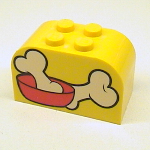 LEGO PART 4744pr0013 Brick Curved 2 x 4 x 2 Double with Dog Bones Print ...