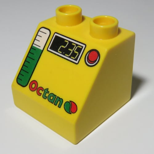 LEGO PART 6474pr9991 Duplo Brick 2 x 2 Slope 45° with Octan, Digits and ...