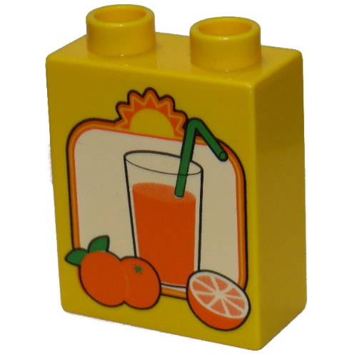 LEGO PART 76371pr9988 Duplo Brick 1 x 2 x 2 with Oranges and Glass of ...