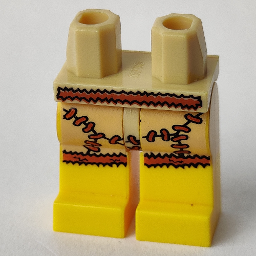 LEGO PART 970c01pr0248 Hips and Yellow Legs with Tan Animal Skin Skirt ...