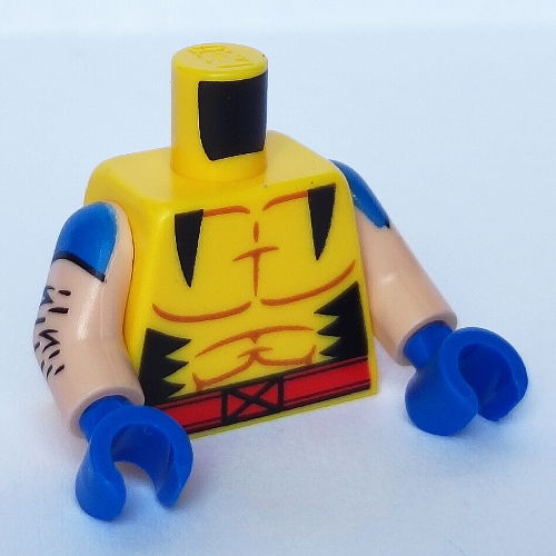 LEGO PART 973c02h28pr6698 Torso Muscle Outline, Black Triangles, Red ...
