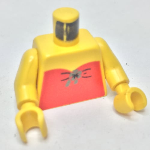 LEGO PART 973c01h01pr0061 Torso Crop Top, Red Strapless Print, Yellow ...