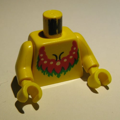 LEGO PART 973c01h01pr0064 Torso Bare Chest with Red Lei Print, Yellow ...