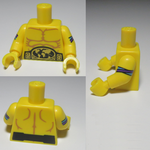 LEGO PART 973c01h01pr3224 Torso Bare Chest with Muscles and Large Gold ...