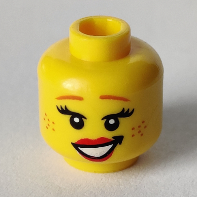 LEGO PART 3626cpr9662 Minifig Head Cowgirl, Thin Dark Orange Eyebrows ...