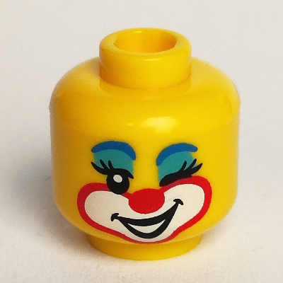LEGO PART 3626cpr9636 Minifig Head Clown, Blue Eye Shadow, Red Nose ...