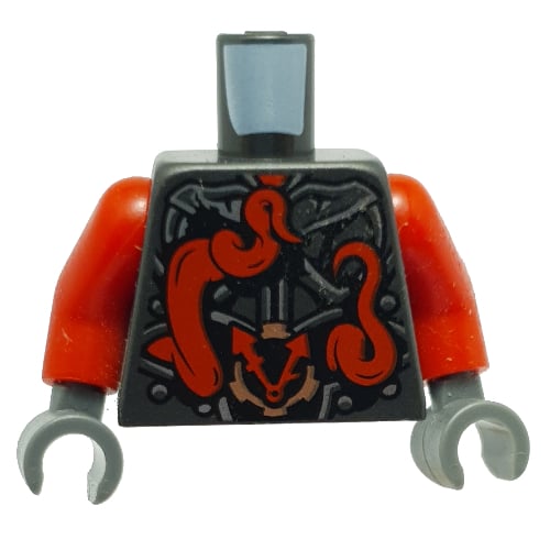 LEGO PART 973c22h12pr9970 Torso Armor, Metallic Silver with Clock and ...