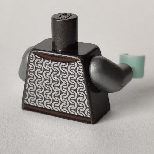 LEGO PART 973c30h15pr4858 Torso Silver Chain Mail with Dark Brown Hem ...