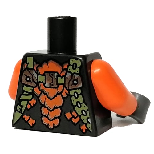 LEGO PART 973c34h12pr0002 Torso Armor, Skull, Straps, Orange Scales ...