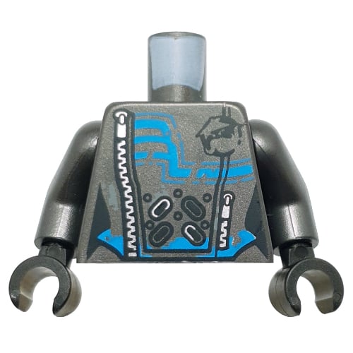 LEGO PART 973c75h03pr4345 Torso Jumpsuit, Zipper, Blue Lines Print ...