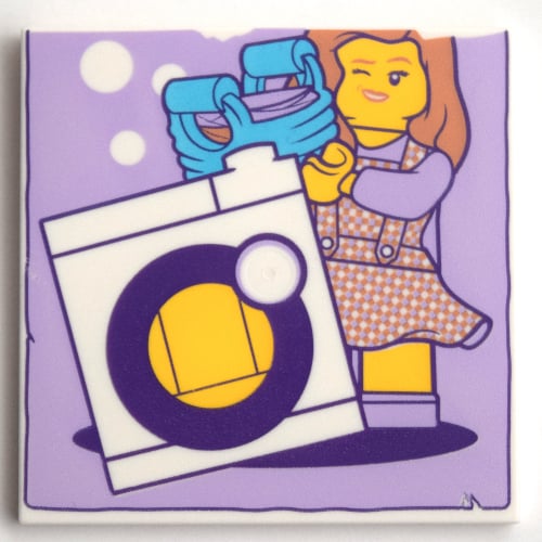 LEGO PART 10202pr0012 Tile 6 x 6 with Bottom Tubes with Washing Machine ...