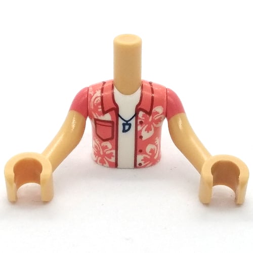 LEGO PART 11408c07pr0001 Minidoll Torso Boy with Coral Shirt with ...