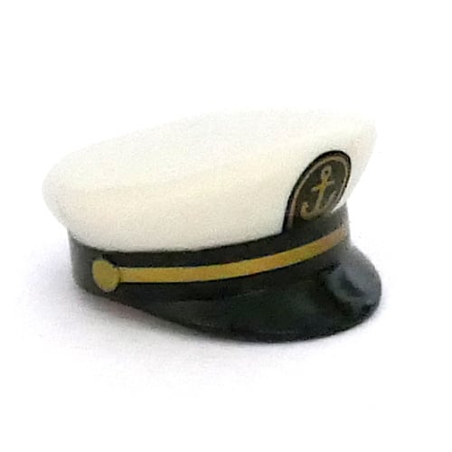 LEGO PART 12895pr0002 Hat, Captain's Cap with Black Visor, Anchor and ...