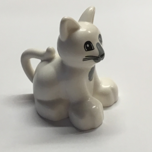LEGO PART 17865pr0001 Duplo Animal Cat / Kitten Sitting with Gray Nose ...