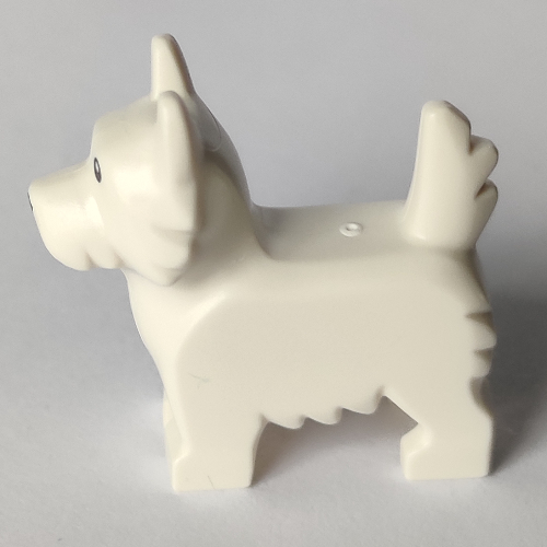 LEGO PART 26078pr0001 Animal, Dog, Terrier with Black Eyes and Nose and ...