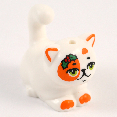 LEGO PART 2652pr0041 Animal, Cat, Chubby with Orange Spots, Olive Green ...
