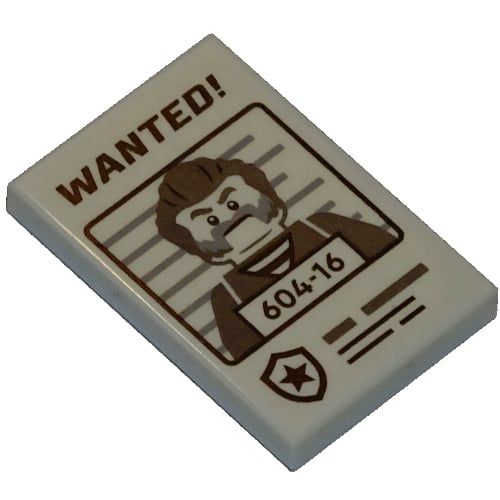 LEGO PART 26603pr0127 Tile 2 x 3, Wanted Poster with 'WANTED' and '604 ...