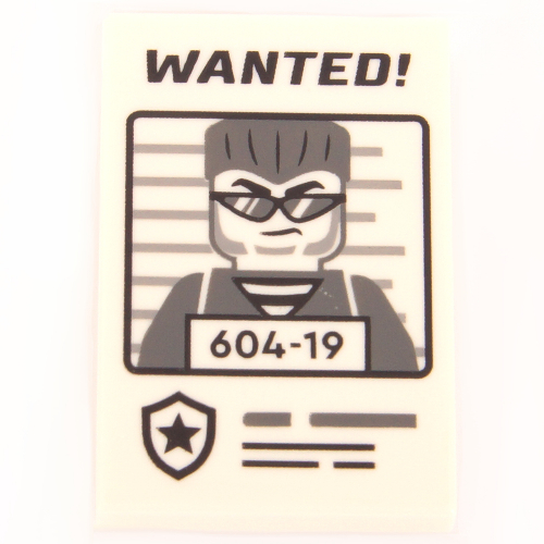 LEGO PART 26603pr0129 Tile 2 x 3, Wanted Poster with 'WANTED' and '604 ...