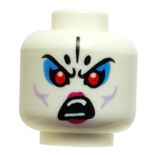 LEGO PART 28621pr4225 Minifig Head White Bone Demon, Magenta Lips, Red ...