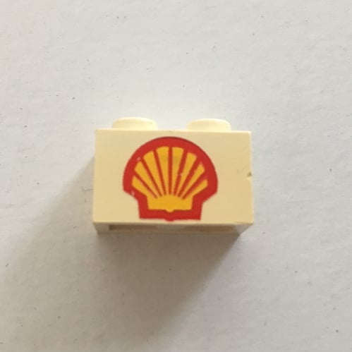 LEGO PART 3004pr9972 Brick 1 x 2 with Shell Logo Type I Print ...