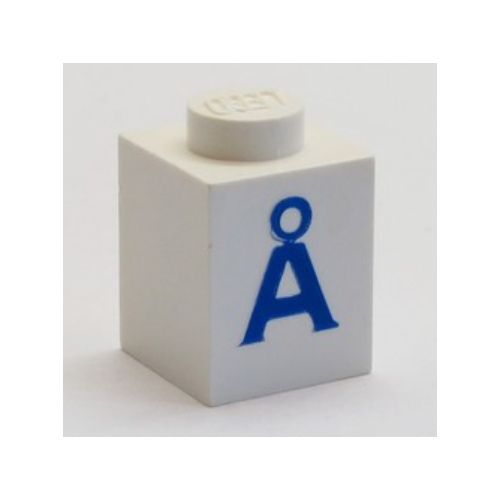 LEGO PART 3005pr0004 Brick 1 x 1 with Blue 'Å' Print | Rebrickable ...