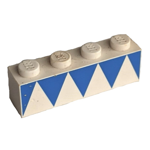LEGO PART 3010pr9979 Brick 1 x 4 with Blue Triangles Print ...