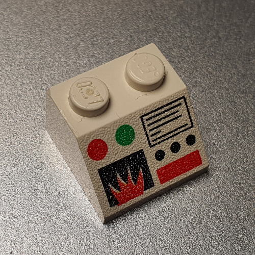 LEGO PART 3039pr9972 Slope 45° 2 x 2 with Flame and Control Panel Print ...