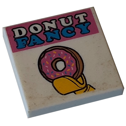 LEGO PART 3068bpr0014 Tile 2 x 2 with 'DONUT FANCY' and Doughnut in ...